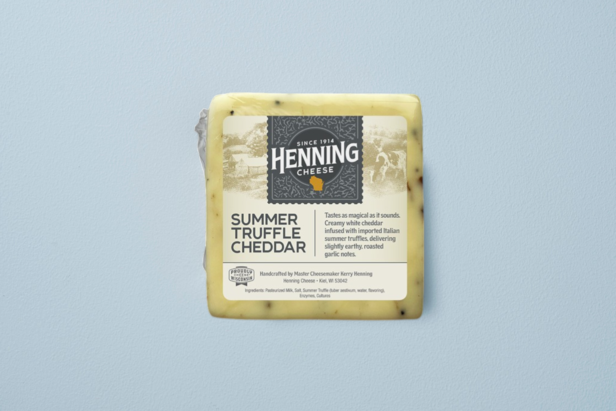 Henning's Summer Truffle Cheddar Cheese Block, 8 oz. – Cheese Counter ...